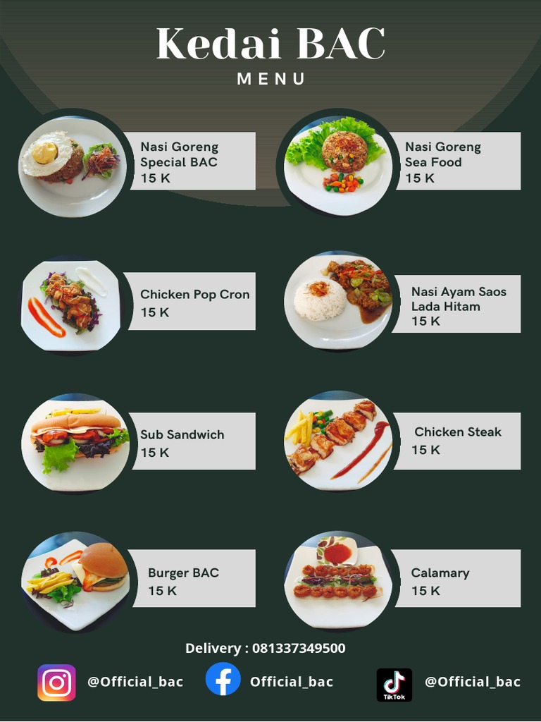 Menu Kedai Bac | Download Free PDF | Foods | Food And Drink