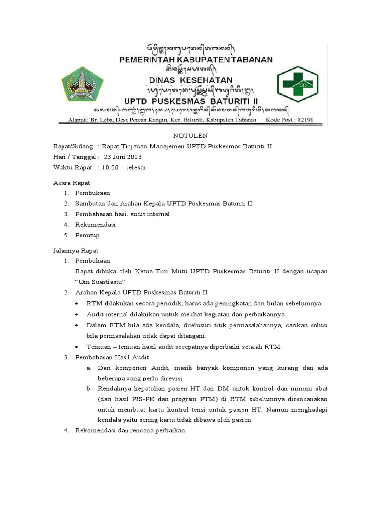 Notulen RTM Juni 2023 | PDF