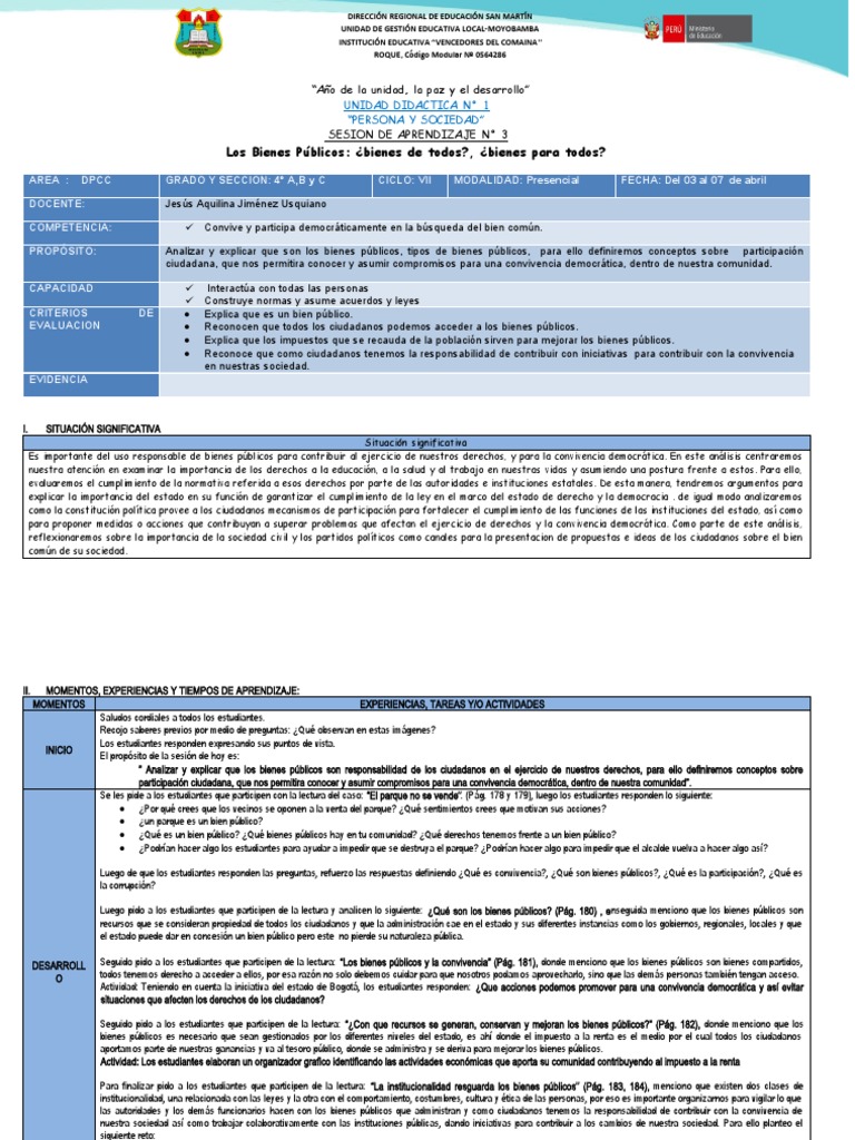 SESION DE APRENDIZAJE #3 - DPCC 4° A, B y C | PDF | Democracia | Ideologías políticas