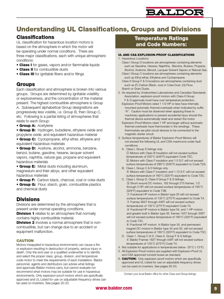 Explosion Proof Motor Classifications NEMA | PDF | Gases | Chemical ...