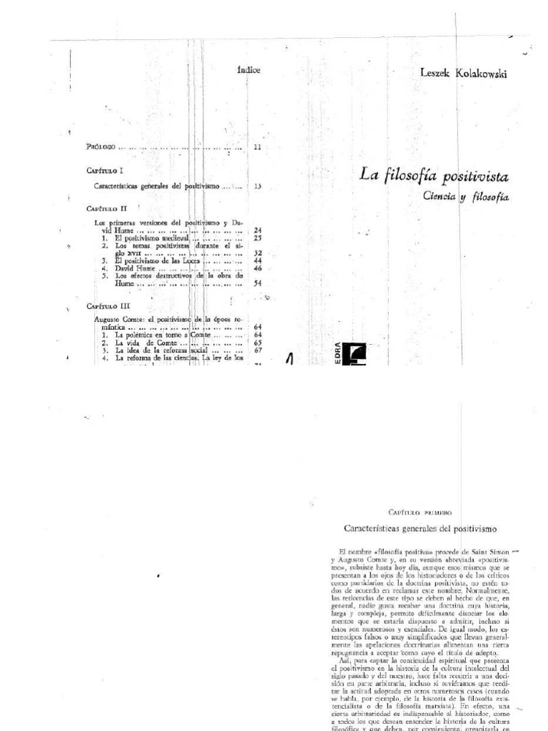 Kolakowski El Positivismo | PDF