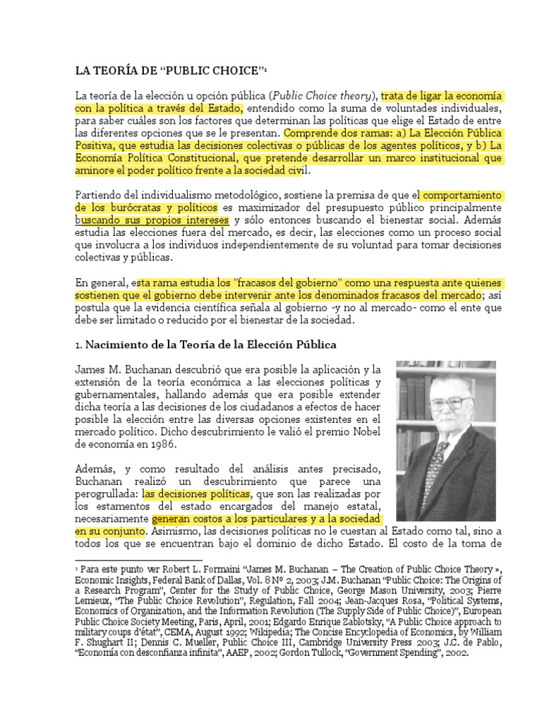 La Teoría de Public Choice | PDF | Elección pública | Toma de decisiones
