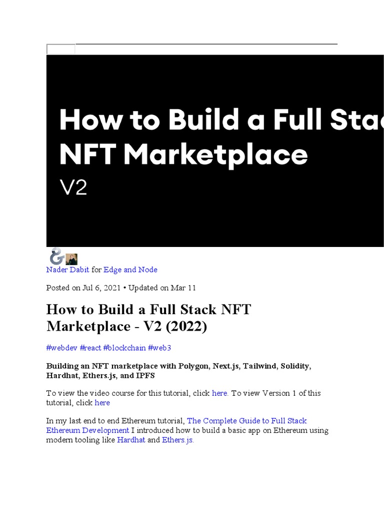 How To Build A Full Stack NFT Marketplace | PDF | Software Development ...
