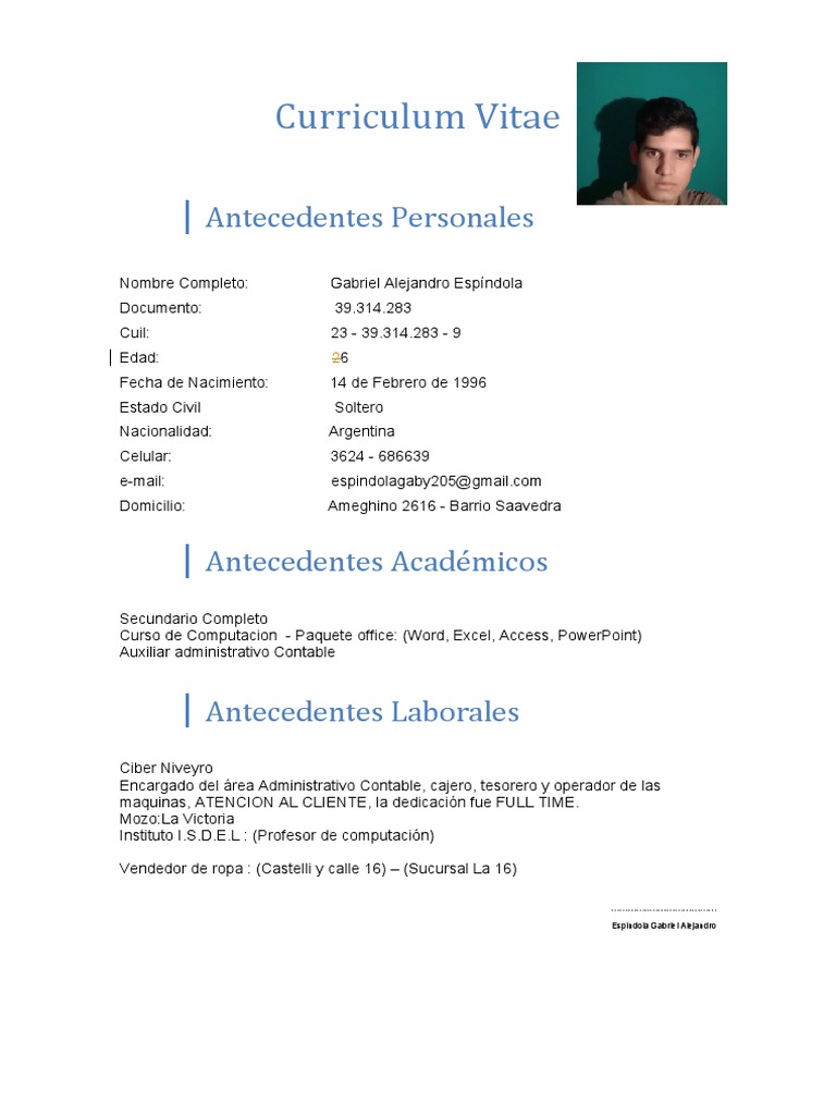 Curriculum Vitae - (Gabriel Espindola) | PDF