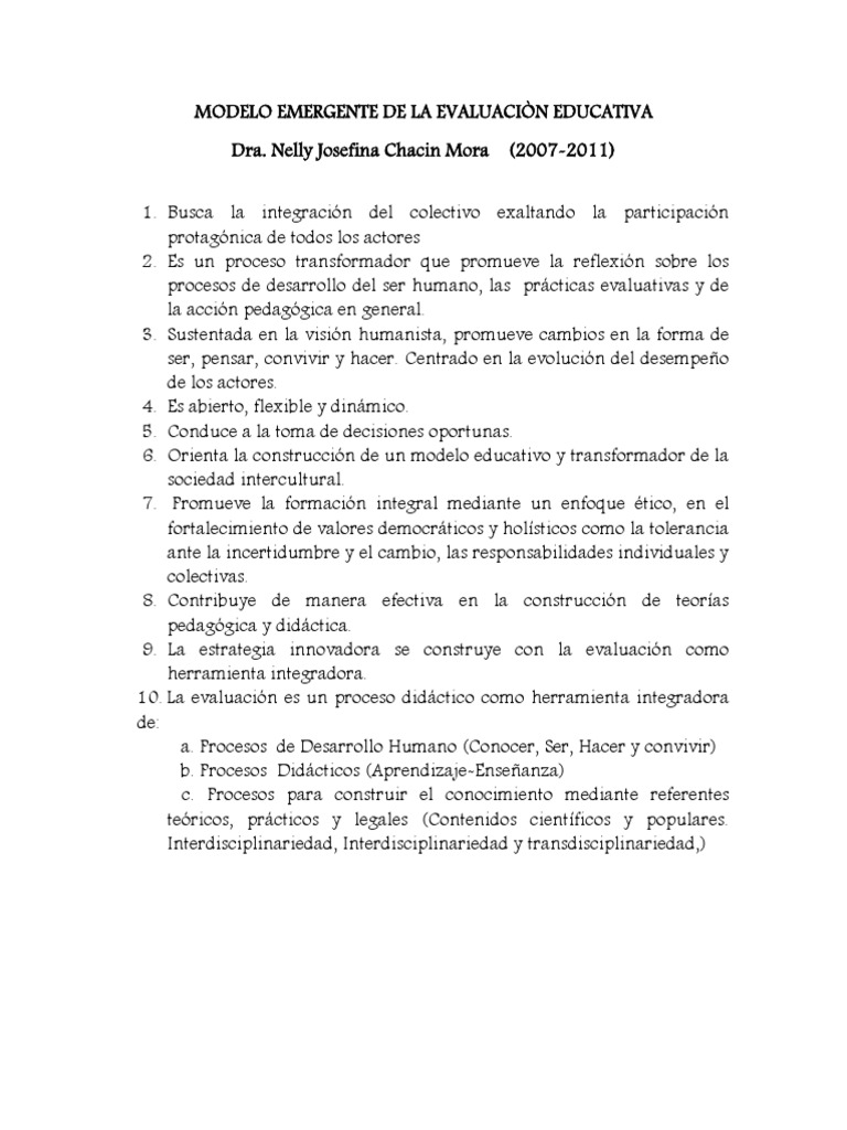Modelo Emergente de La Evaluacion | PDF