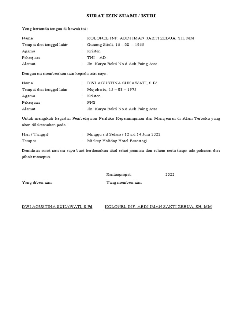 Surat Izin Suami Istri Pdf