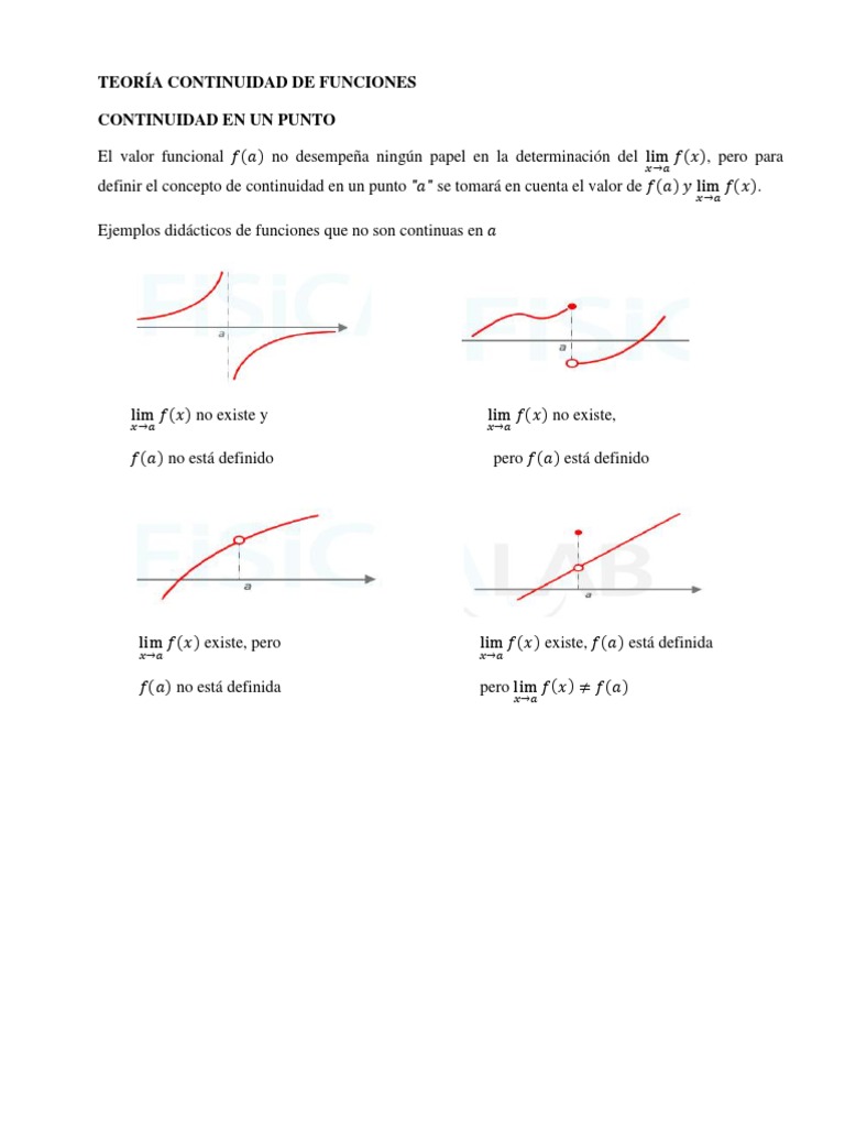 Teoría Continuidad de Funciones | PDF | Función continua | Análisis ...