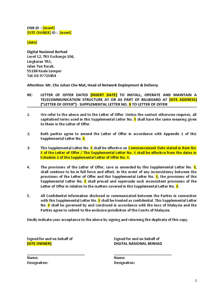 DNB Supplemental Loo - Fiber (Template) | PDF | Lease | Service Industries