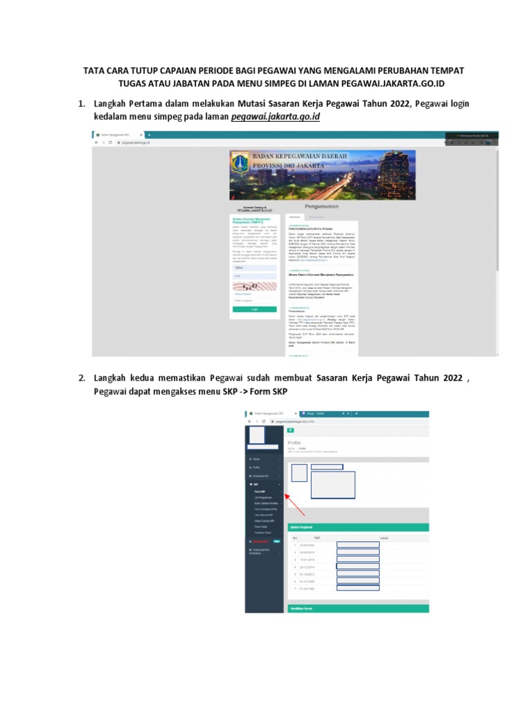 Tata Cara Tutup Capaian Periode Pada Menu SIMPEG | PDF