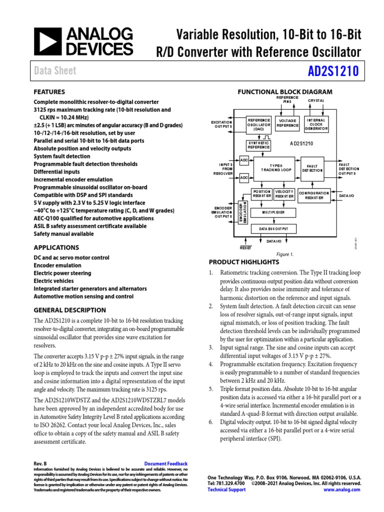 Eval Ad2s1210sdz | PDF | Electronic Oscillator | Analog To Digital ...