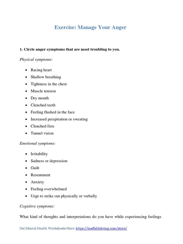 Anger Worksheets | Download Free PDF | Anger | Feeling