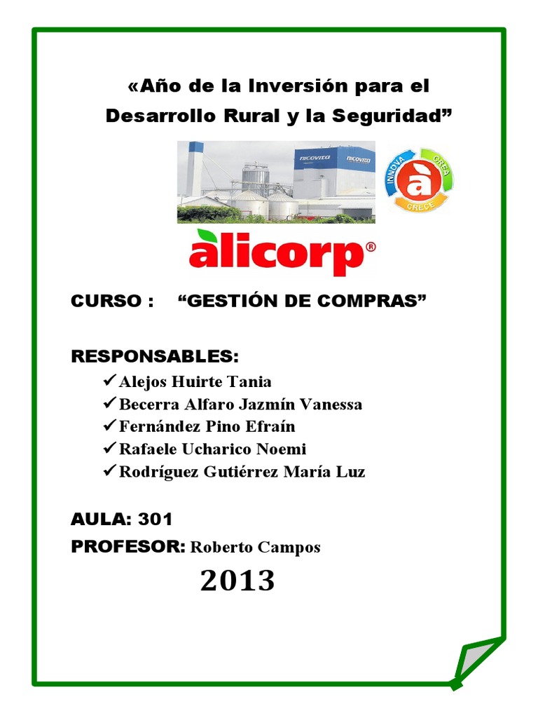 328221340 Gestion de Compras Alicorp | PDF | Business | Logística