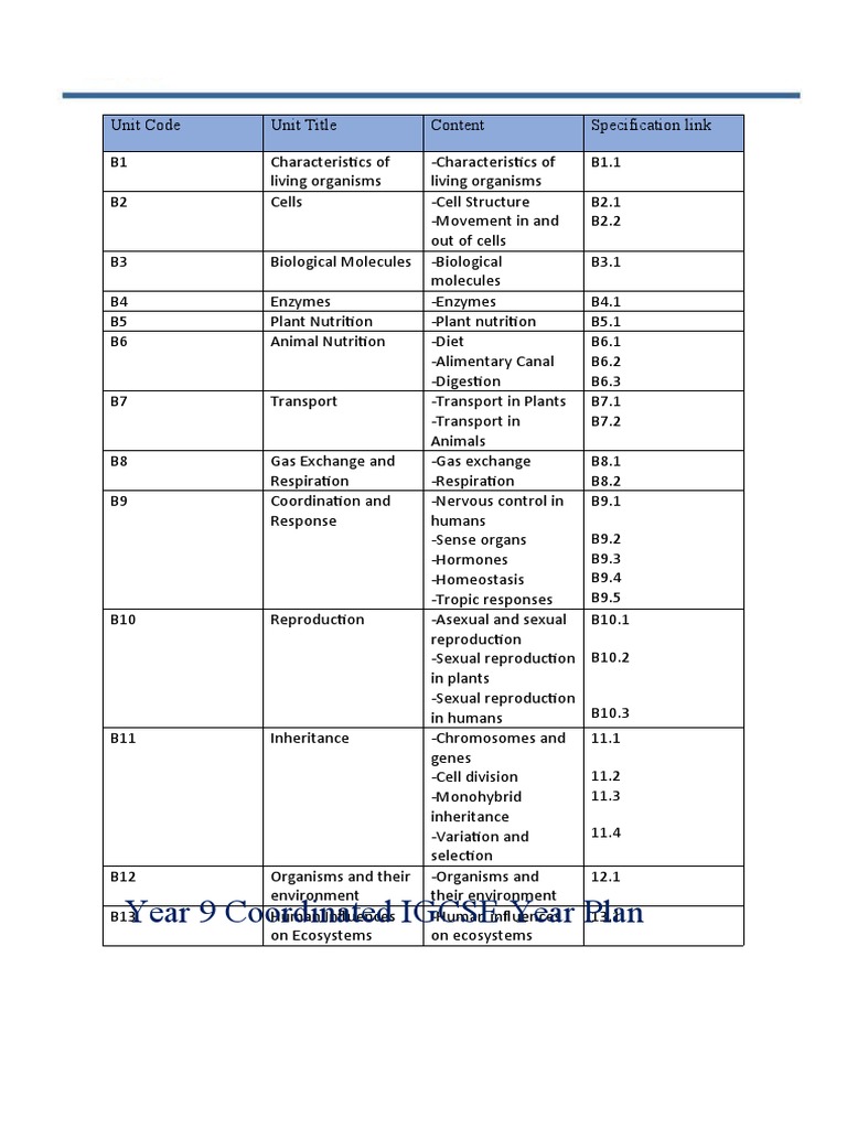 Y9 IGCSE Year Plan 23-24 | PDF