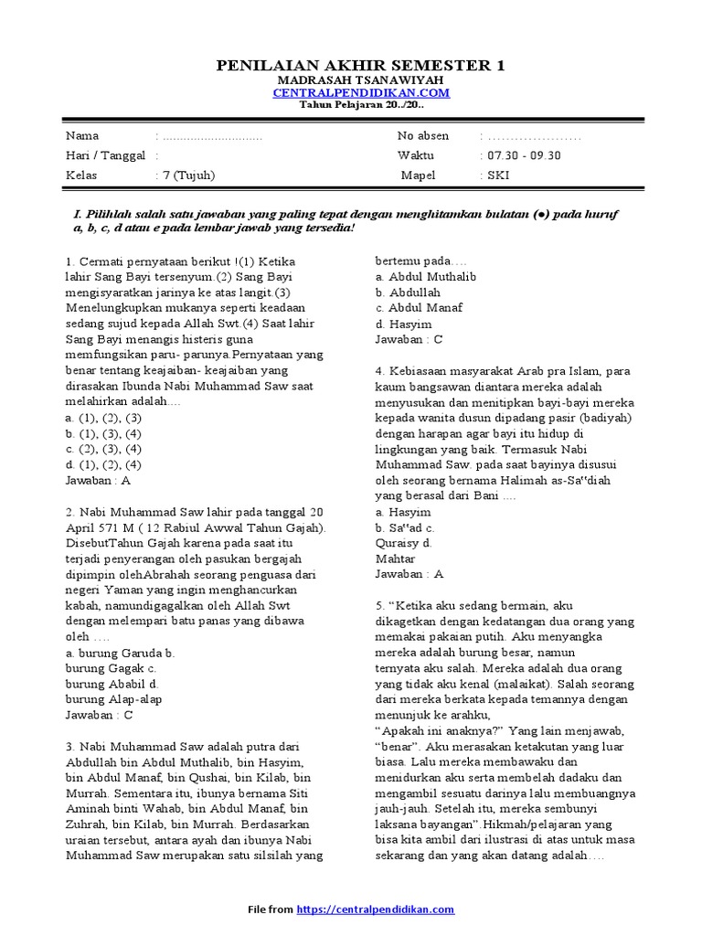 PAS SKI Kelas 7 | PDF
