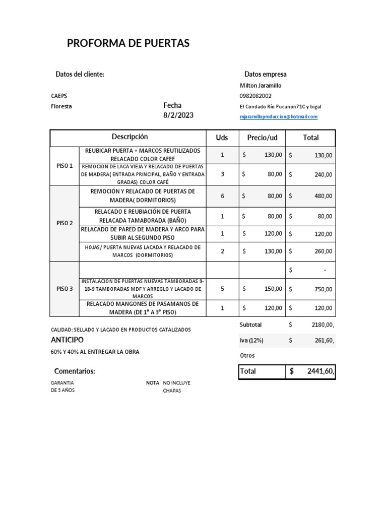 Factura Proforma Excel | PDF