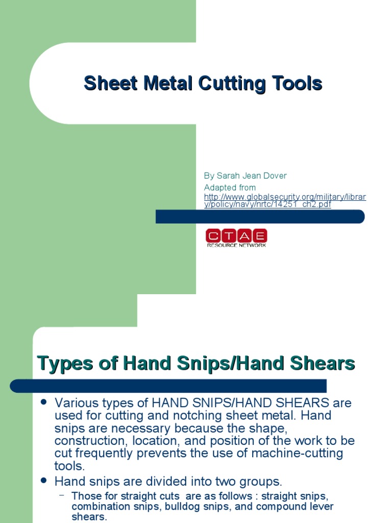 ACCT ITM 6 SheetMetalCuttingToolsPowerPoint | PDF | Sheet Metal | Crafts