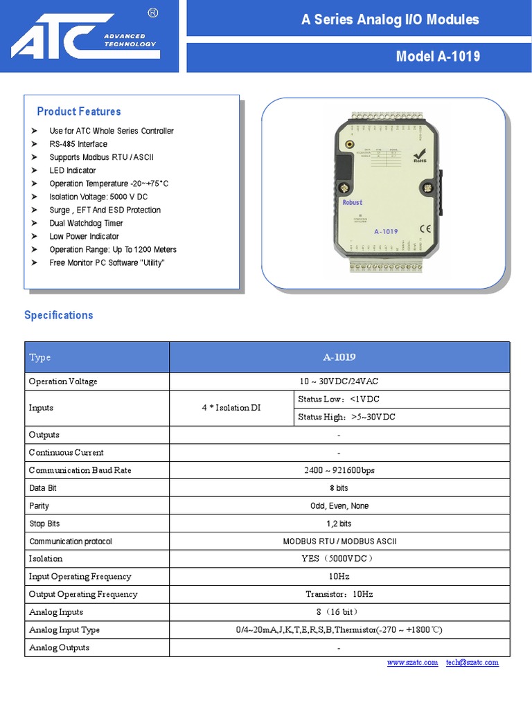 GE-A-1019 Datasheet V2.0 | PDF | Programmable Logic Controller | Power Supply