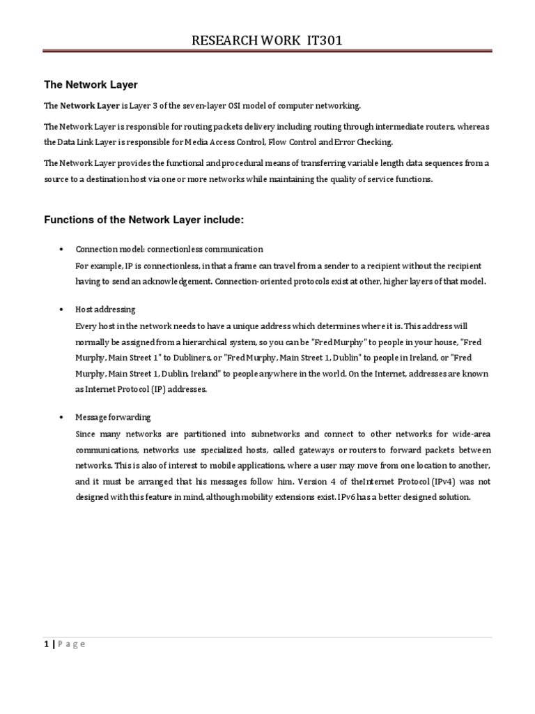 Research Work It301 | PDF | Internet Protocols | Transmission Control ...