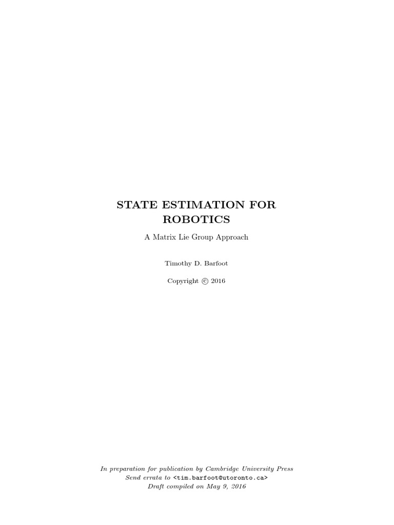 State Estimation For Robotics Pdf Kalman Filter Least Squares