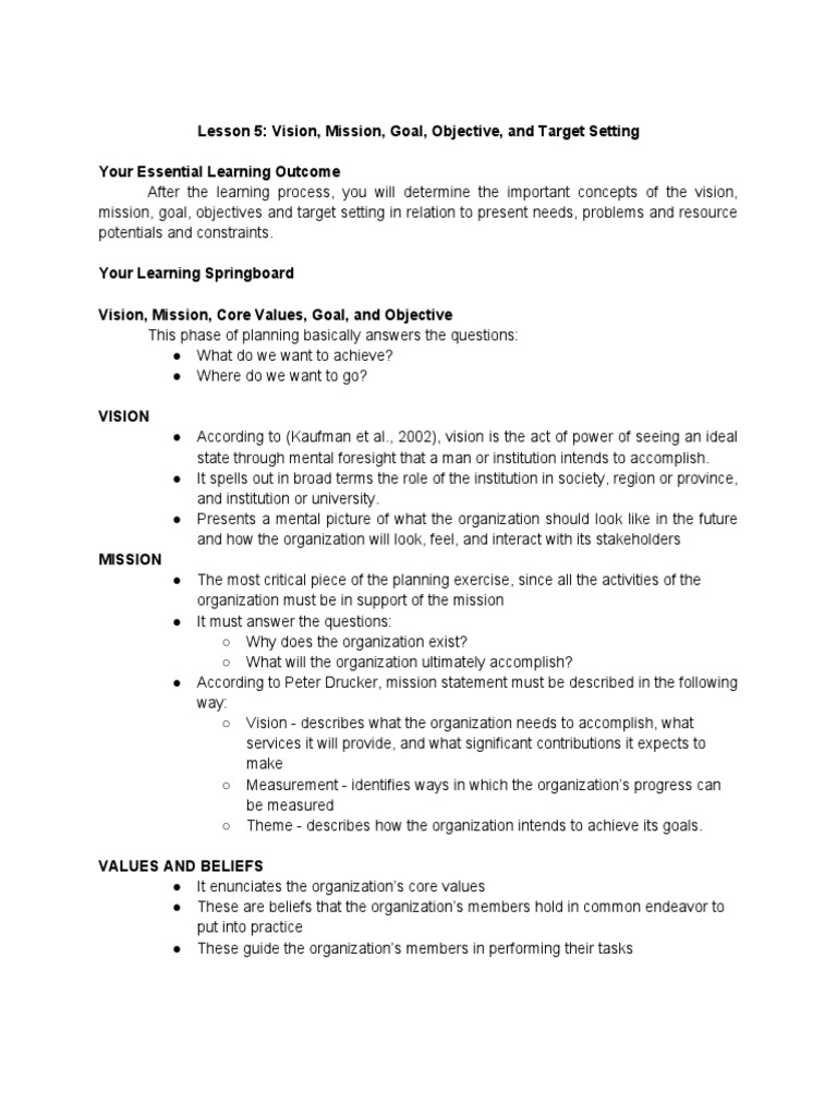 Strat Planning Module 5 | PDF | Goal | Learning