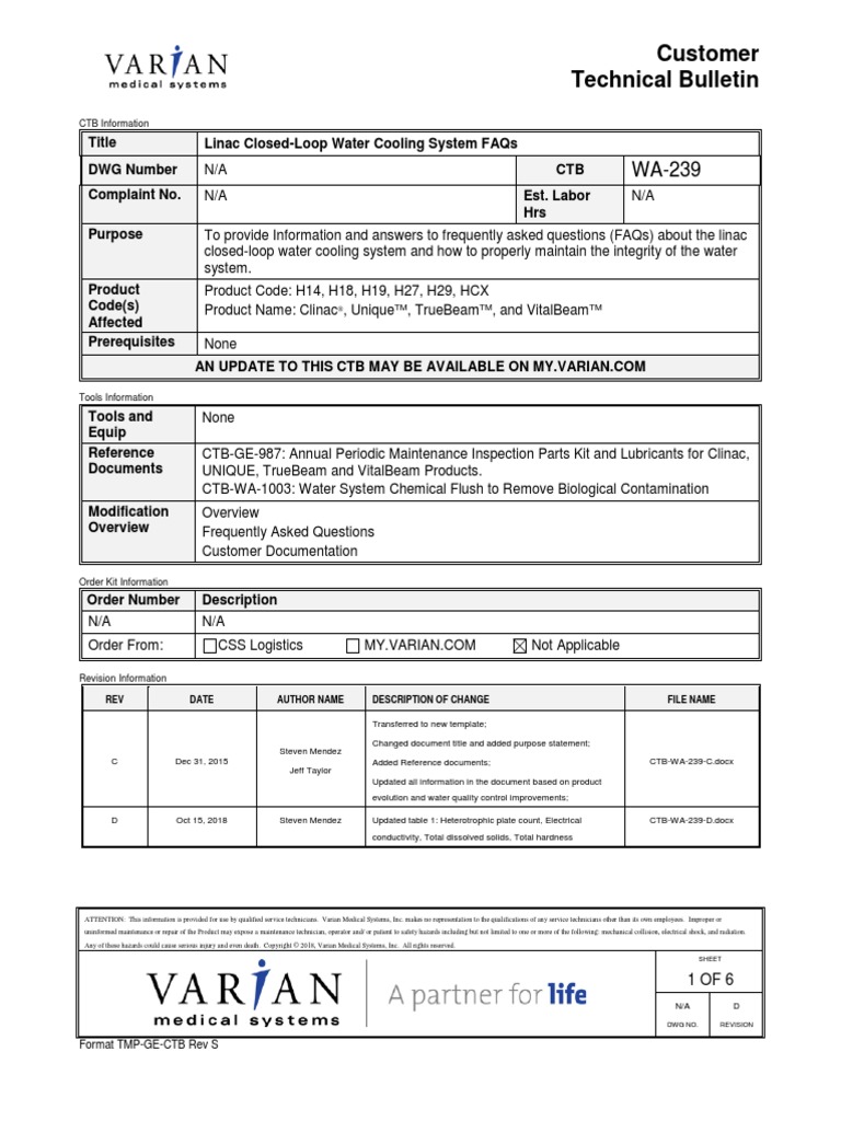 Linac Closed-Loop Water Cooling System FAQs | PDF | Water | Water Quality
