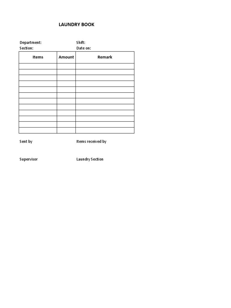 Laundry Record Keeping Template | PDF