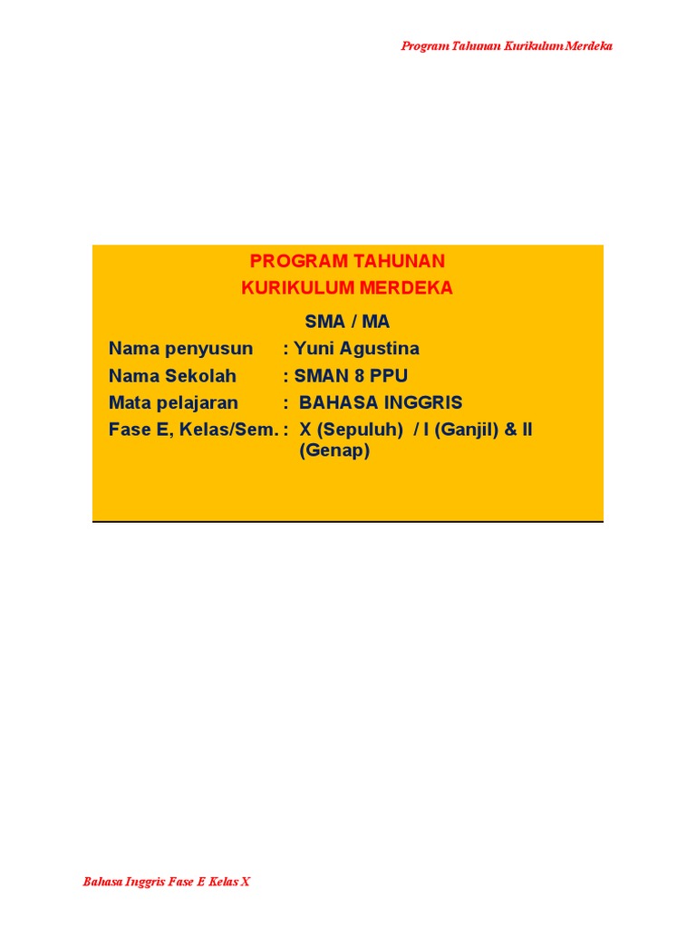 PROTA Bahasa Inggris | PDF