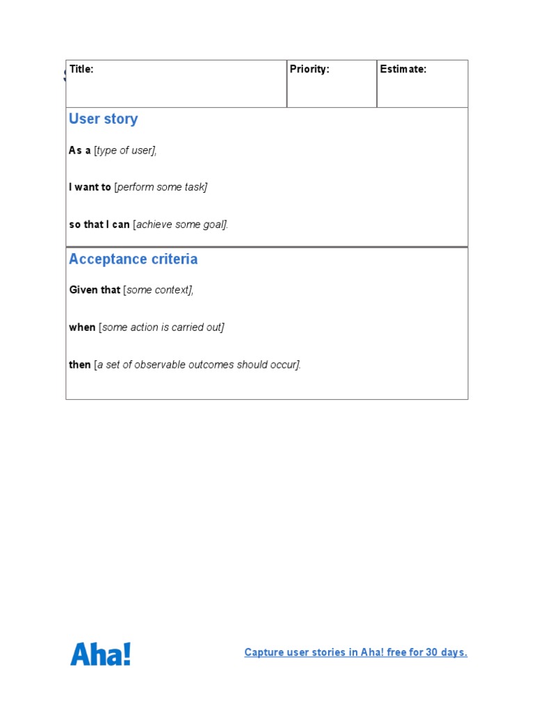 Simple User Story Template | PDF