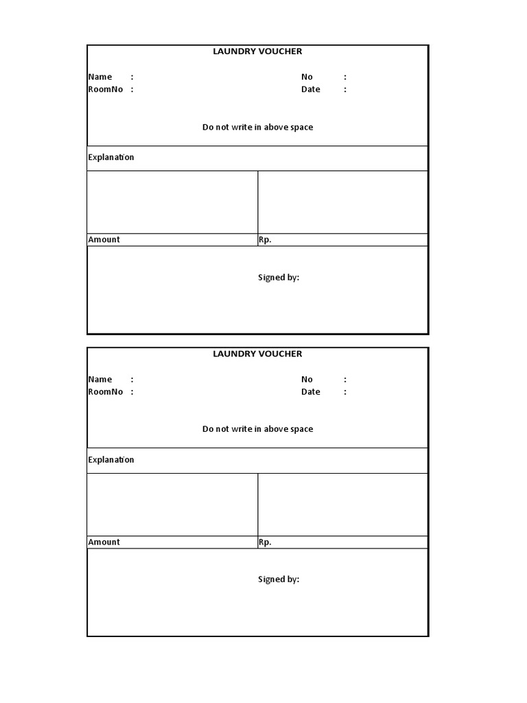 Laundry Voucher Form Template | PDF
