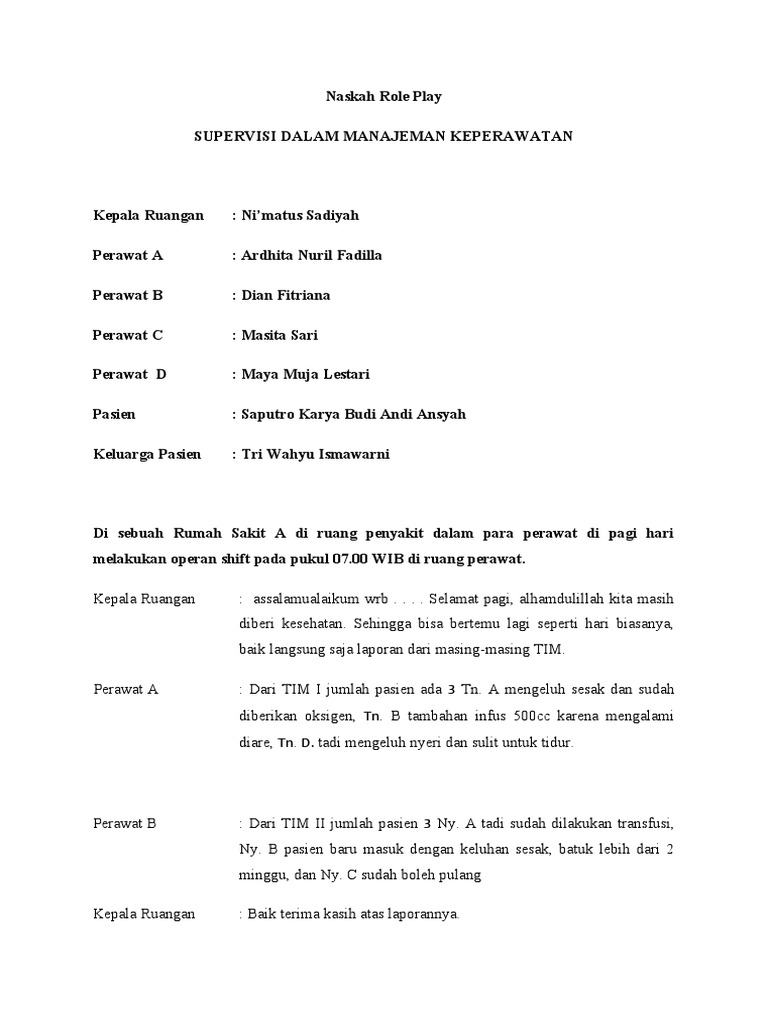 Naskah Roleplay Supervisi | PDF