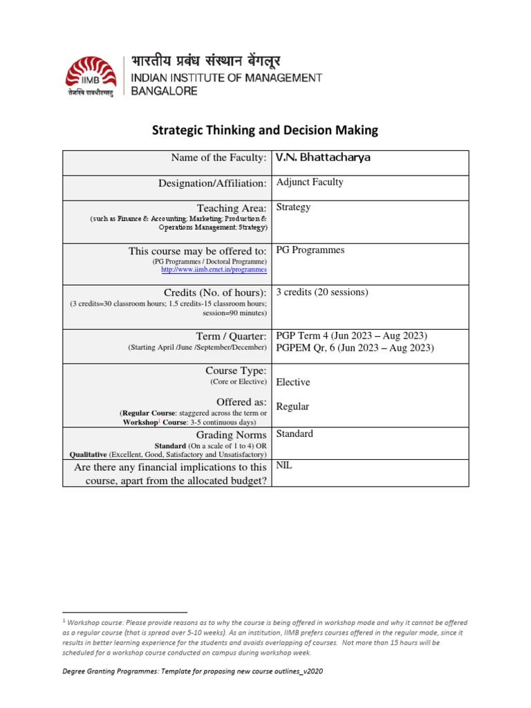 STDM Course Outline | PDF | Thought | Game Theory