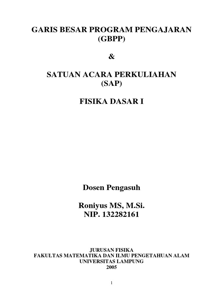 GBPP SAP Fisika Dasar I | PDF