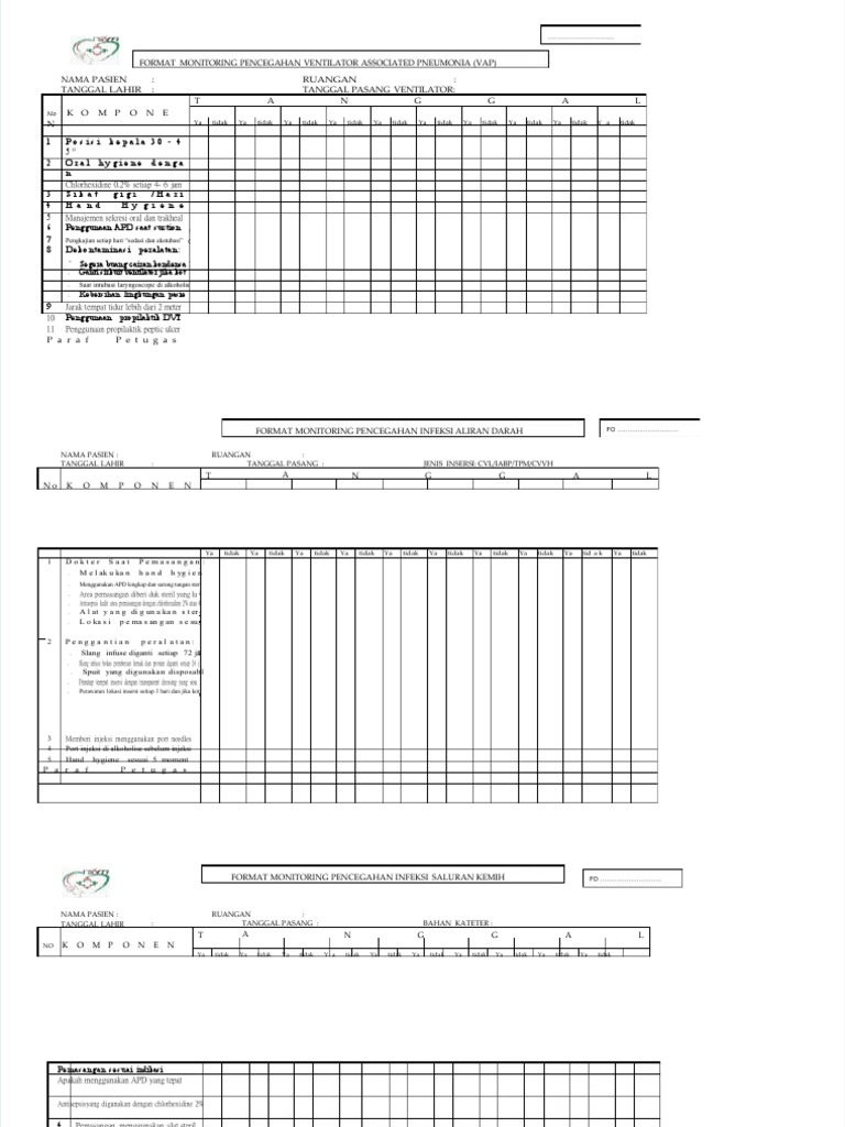 PDF Formulir Monitoring Vap | PDF