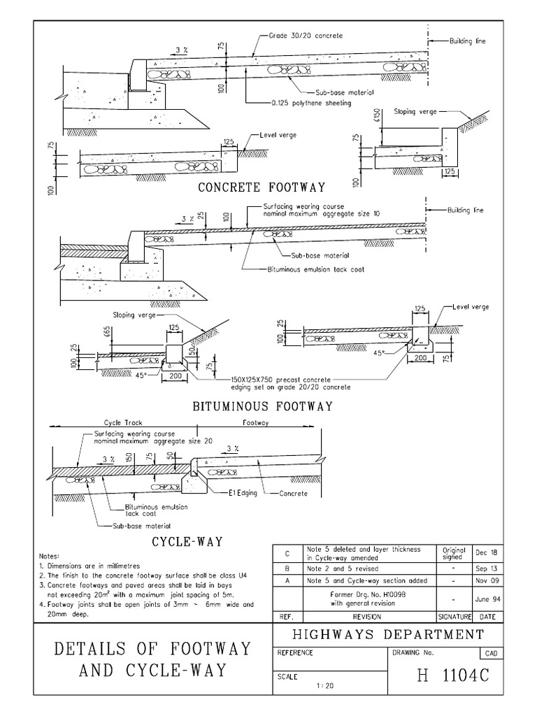Details of Footway H 1104C | PDF | Concrete | Asphalt