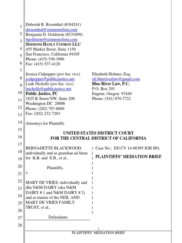 Mediation Brief Pleading | PDF | Discovery (Law) | Groundwater