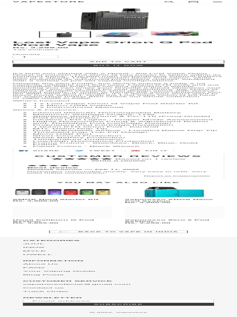 Buy Lost Vape Orion Q Mod in India - Vapestore | PDF