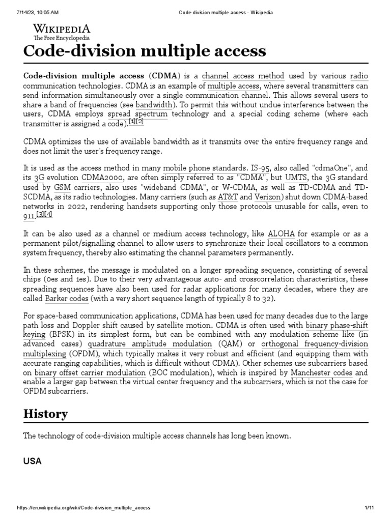 Code-Division Multiple Access | PDF | Channel Access Method | Information And Communications ...