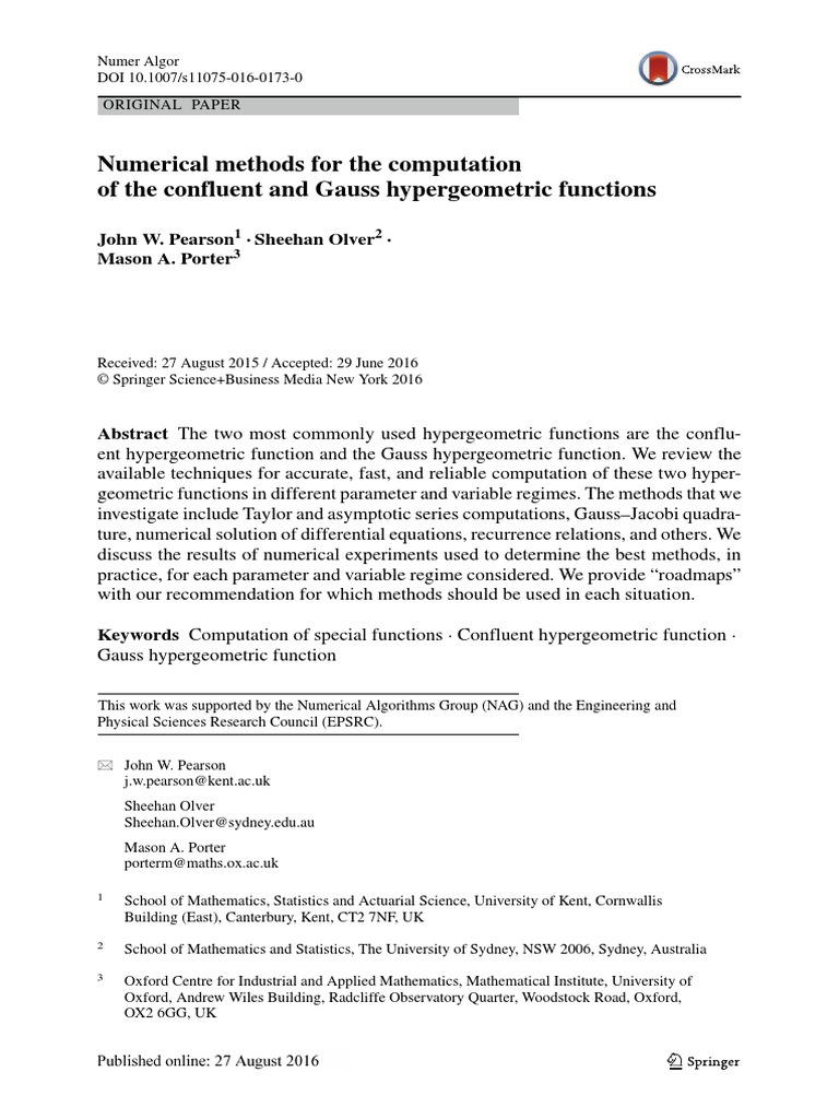 Hypergeometric Final | PDF | Function (Mathematics) | Recurrence Relation