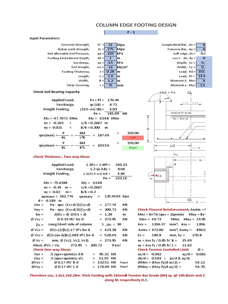 Isolated Edge Column Footing | PDF | Applied And Interdisciplinary Physics | Geotechnical ...