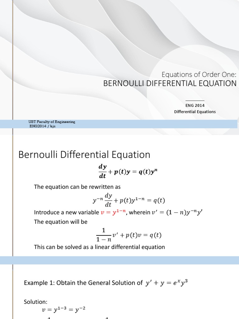 Bernoulli Differential Equation | PDF | Differential Equations | Equations
