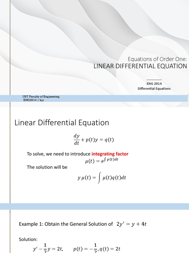 Linear Differential Equation | PDF | Equations | Algebra