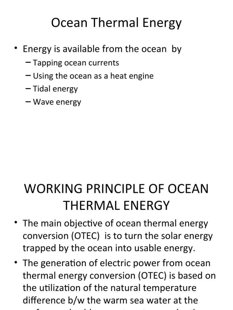 Unit4 Ocean Thermal | PDF | Oceans | Energy Conversion