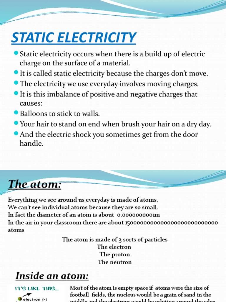 Static Electricity | PDF | Electric Charge | Atoms