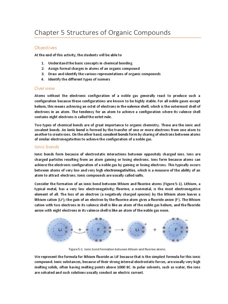 Organic Compounds Structures Guide | PDF | Ionic Bonding | Chemical Bond