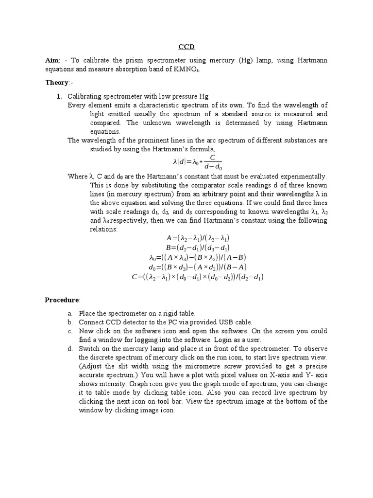 CCD Manual | PDF | Absorption Spectroscopy | Wavelength