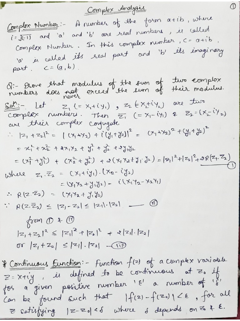 Complex Variables Handwritten | PDF