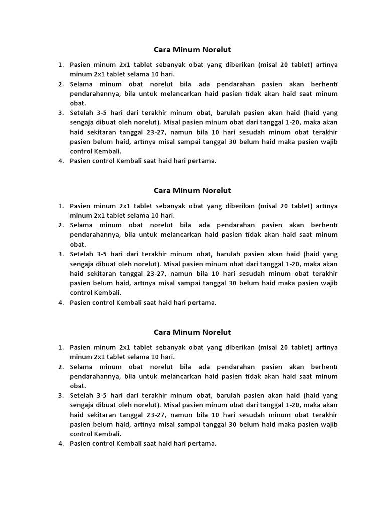 Panduan Minum Norelut untuk Haid | PDF | Pengembangan Diri | Kesehatan ...