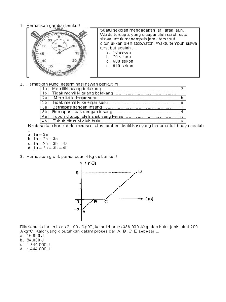 Soal Ujian Sekolah Ipa (Utama) | PDF