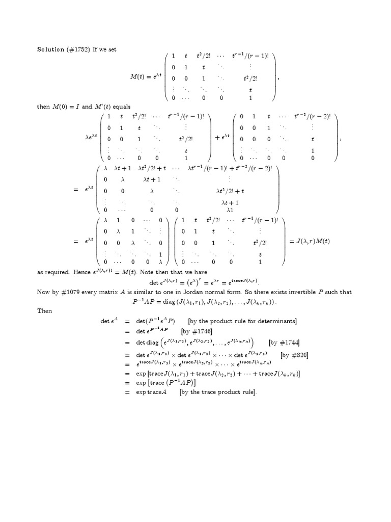 Matrix Exponential and Jordan Form | PDF | Mathematical Analysis ...