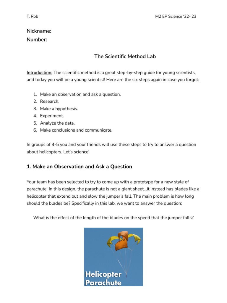 1.3 Lab M2 - The Scientific Method | PDF | Scientific Method | Experiment